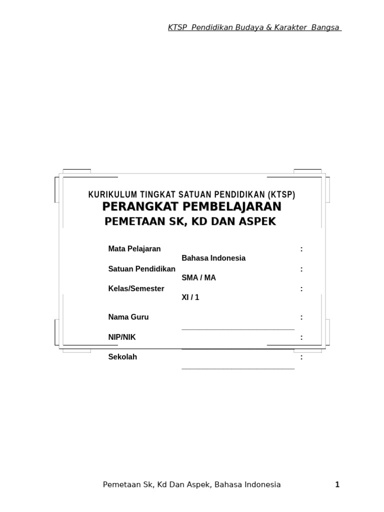 Pemetaan SK-KD Bina Sma Xi | PDF | Languages Of Southeast Asia | Languages