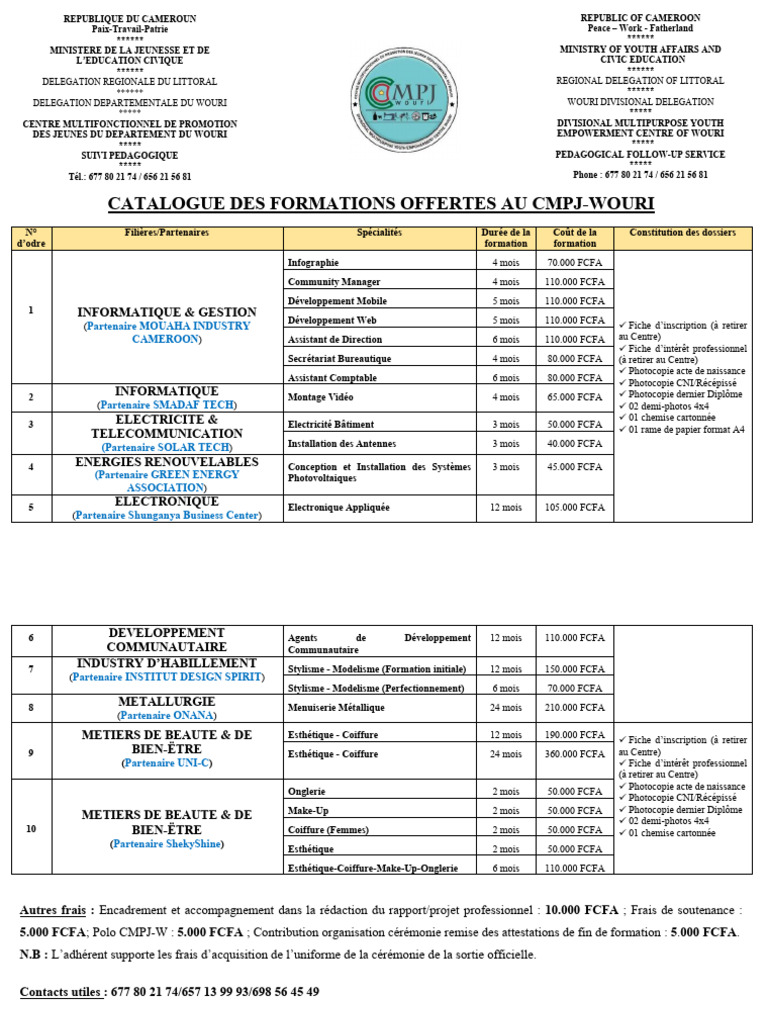 Catalogue formations CMPJ-W | PDF