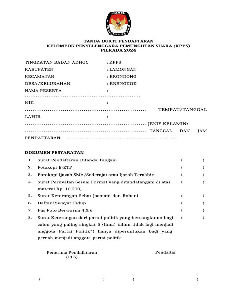 2 Template - Pendaftaran - KPPS | PDF