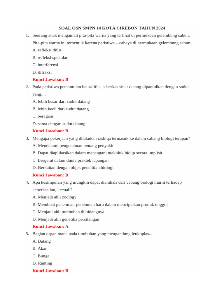 Soal Osn Ipa 2024 | PDF