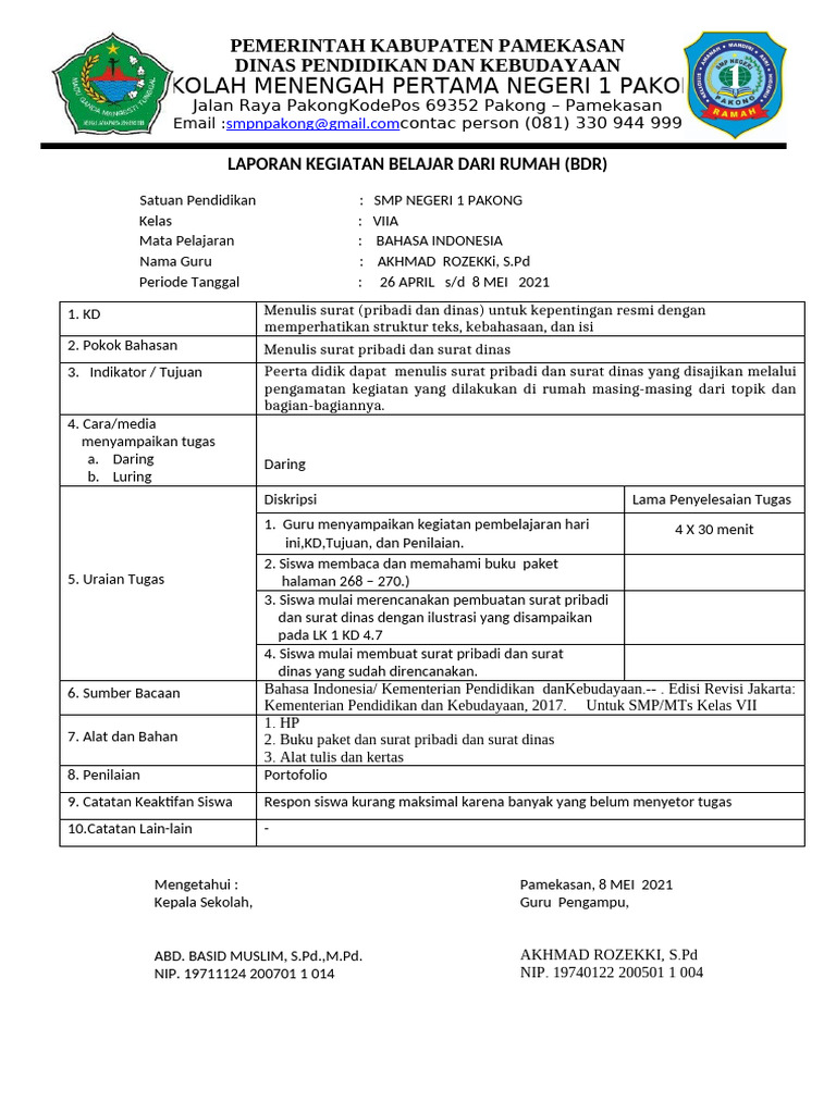 Form Laporan BDR | PDF