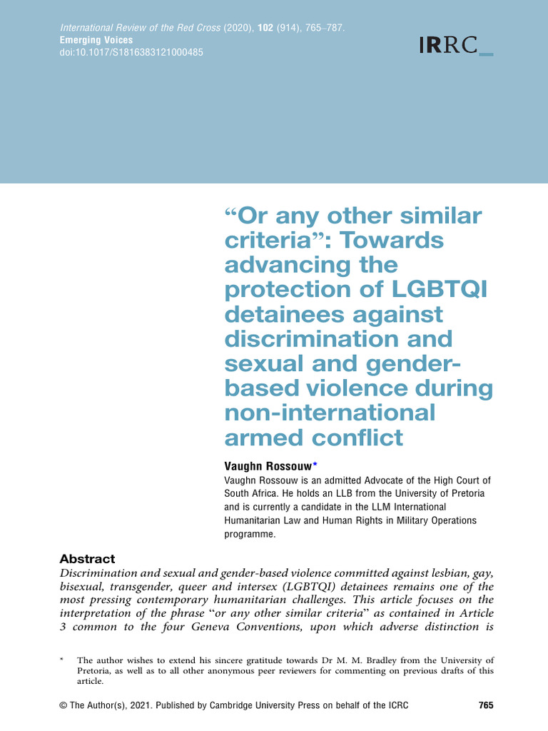 Protection-Of-Lgbtqi Pow | PDF | Geneva Conventions | International ...