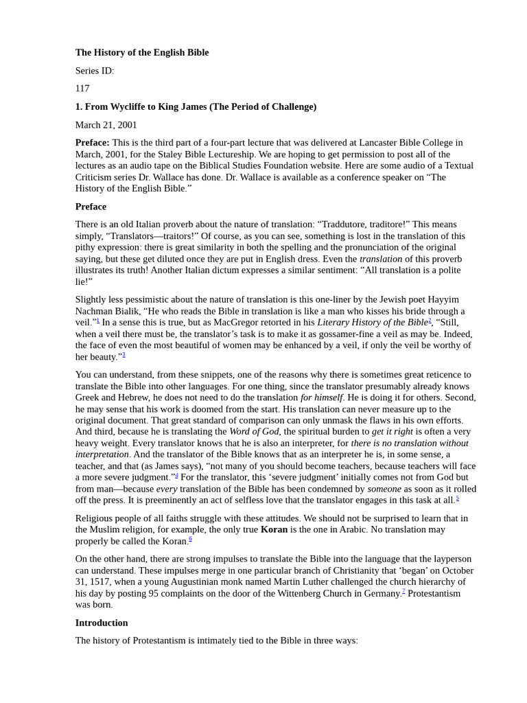 The History of The English Bible | PDF