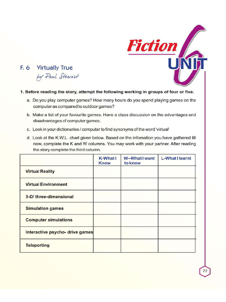 Class 10 English Literature Reader Unit 6 Virtually True | PDF