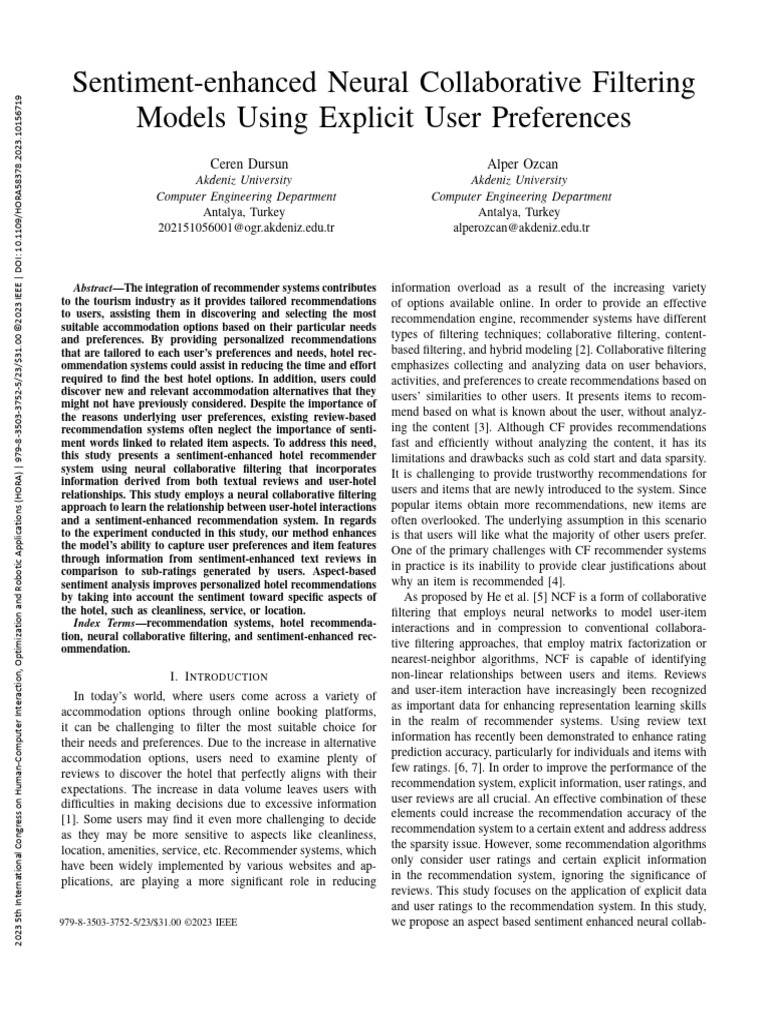 Sentiment Enhanced Neural Collaborative Filtering Pdf