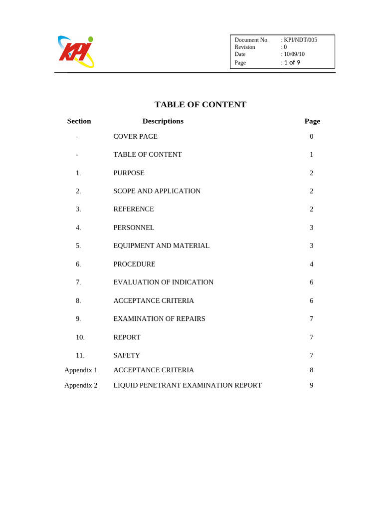 Liquid Penetrant Examination Procedure | PDF | Nondestructive Testing ...