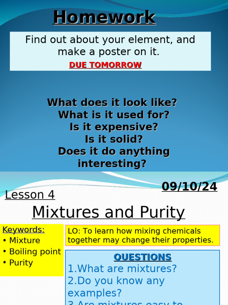 Lesson 4 Mixtures Purity | PDF