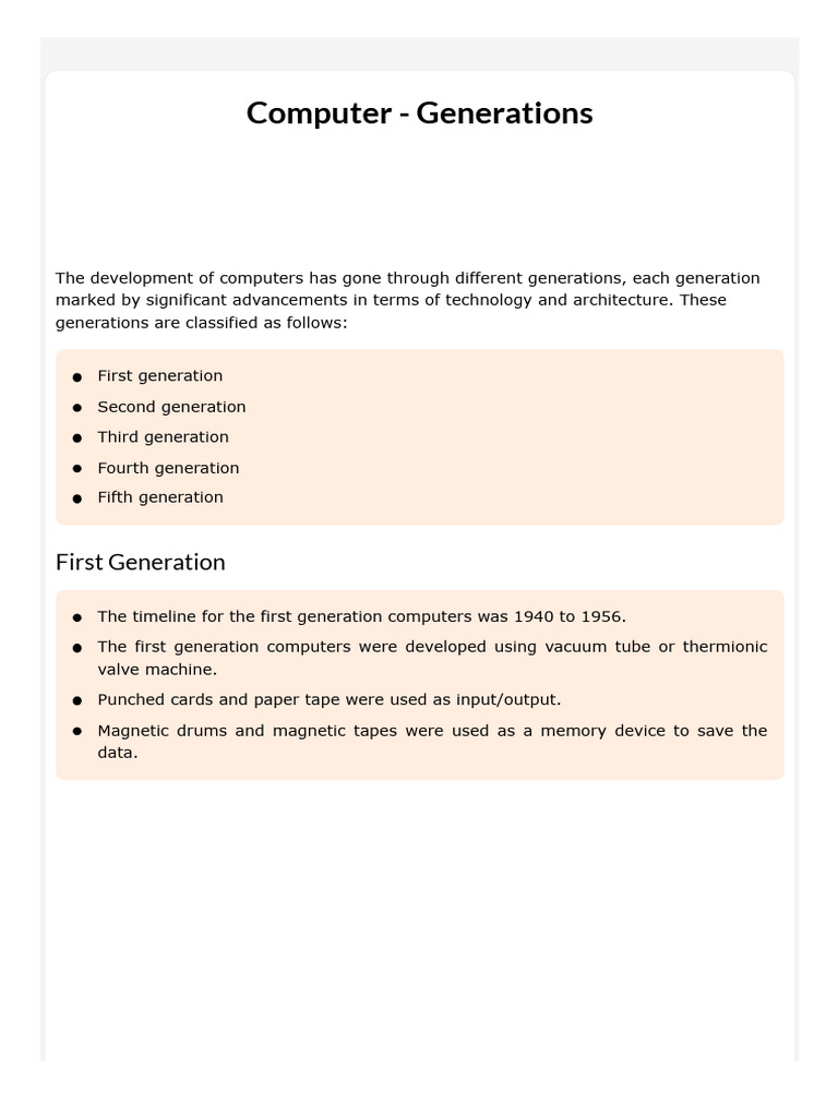 Computer - Generations | PDF