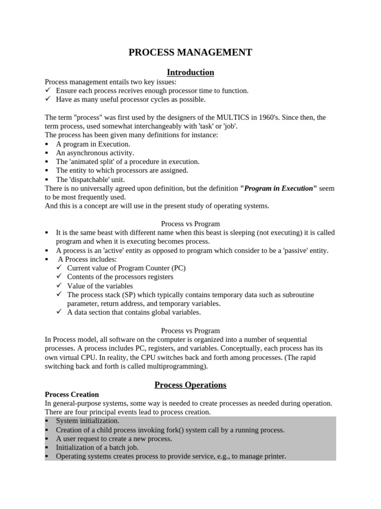 PROCESS MANAGEMENT | PDF