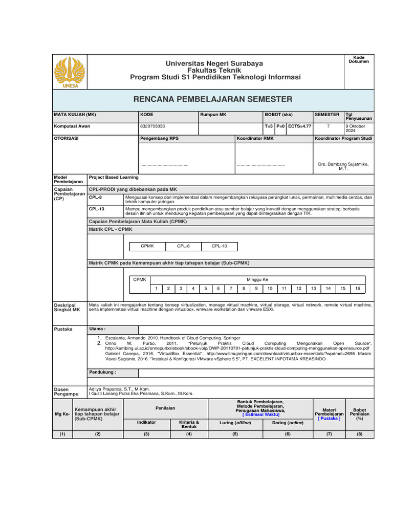RPS Komputasi Awan | PDF