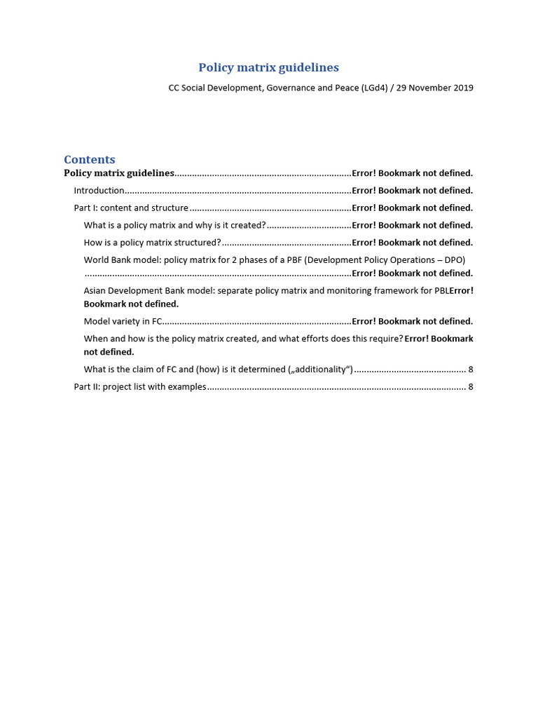 Policy Matrix Guidelines (English Version) | PDF