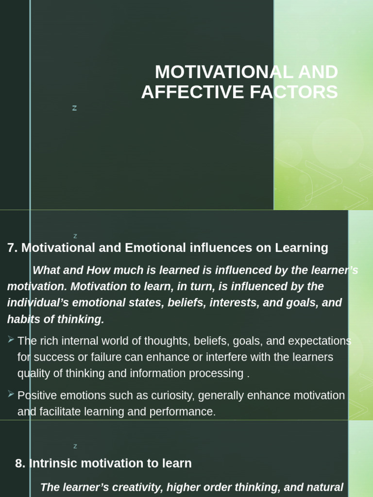 Motivational and Affective Factors | PDF
