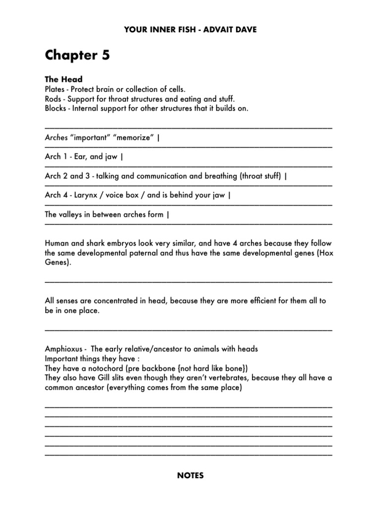 Ap Bio Your - Inner - Fish - Chapters - 5-7 - Notes | PDF | Embryo ...