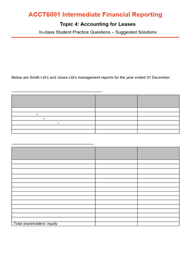 Lease Accounting Solutions and Analysis | PDF | Depreciation | Balance Sheet