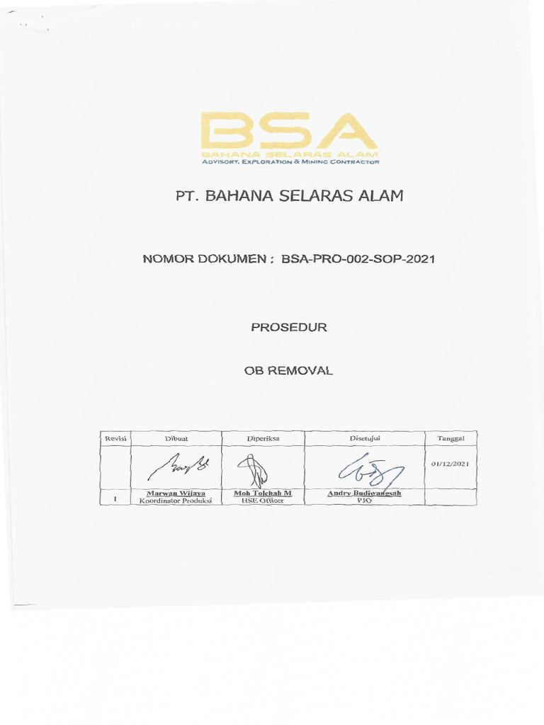 Sop Ob Removal | PDF