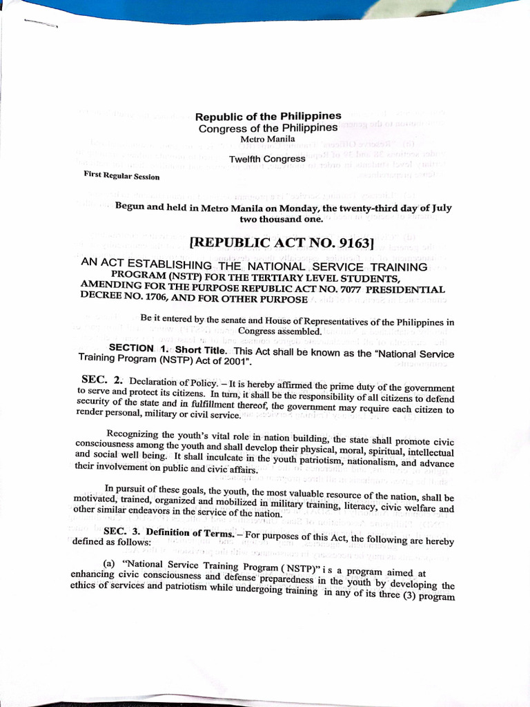 NSTP LTS Republic Act | PDF