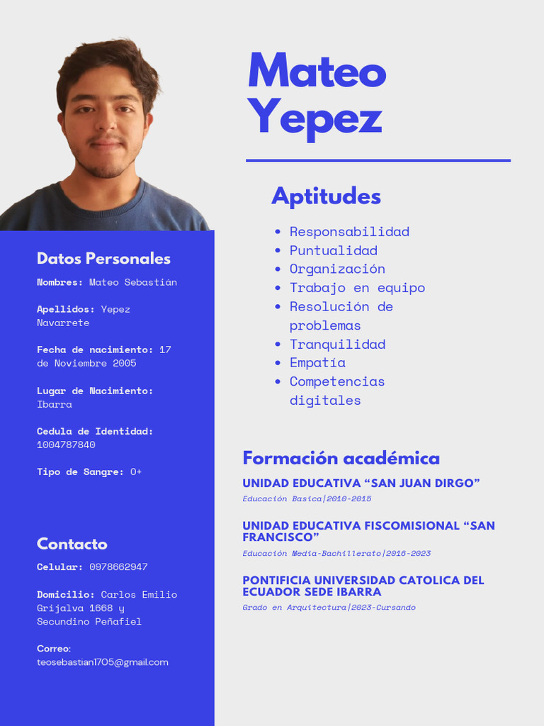 Hoja de Vida Mateo | PDF