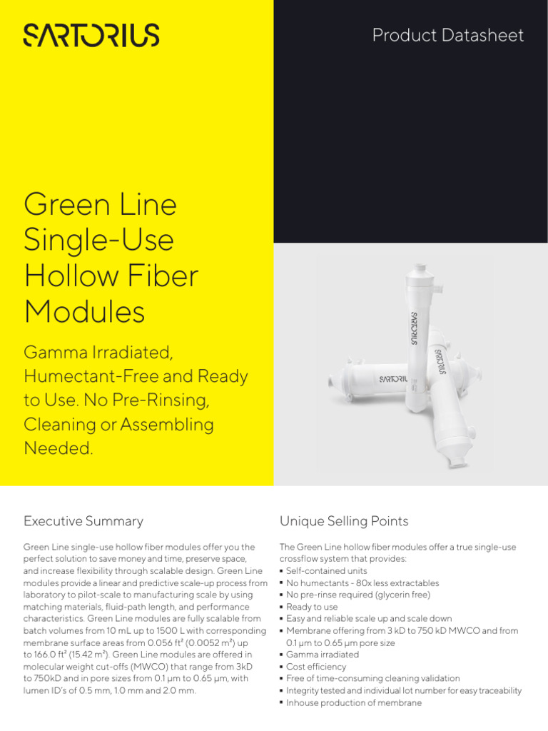 Hollow Fiber Modules Single-Use Green Line | PDF