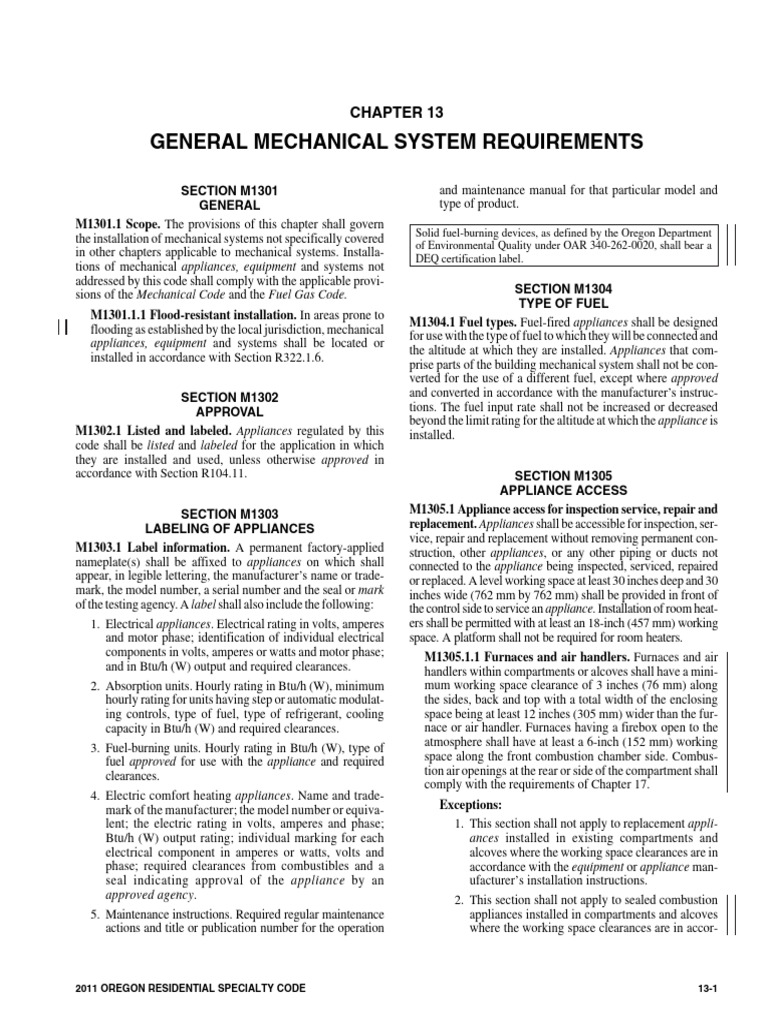 Chapter 13 - General Mechanical System Requirements | PDF
