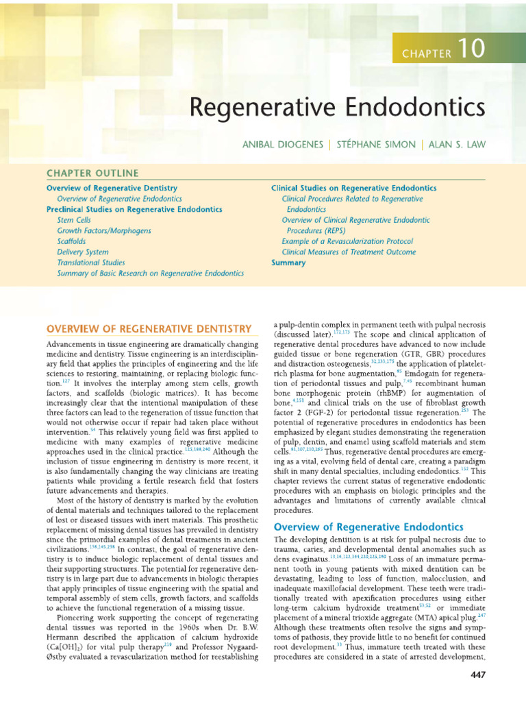 Chapter 10 Regenerative Endodontics | PDF