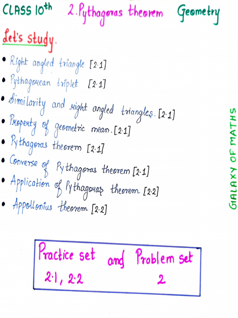 Pythagoras Theorem Handwritten Notes | PDF | Triangle | Elementary ...