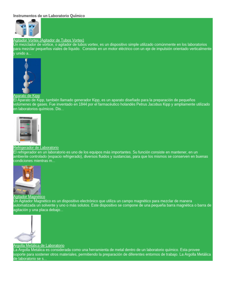 Instrumentos de un Laboratorio Químico | PDF
