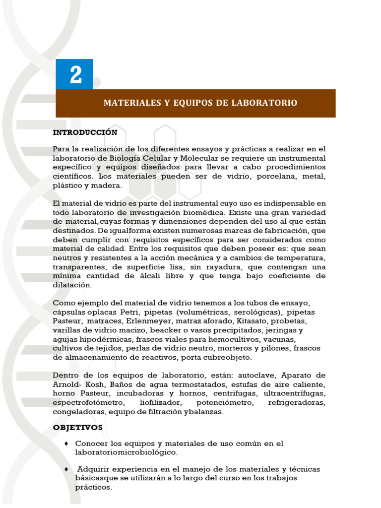 LAB 2 MATERIALES Y EQUIPOS DE LABORATORIO | PDF