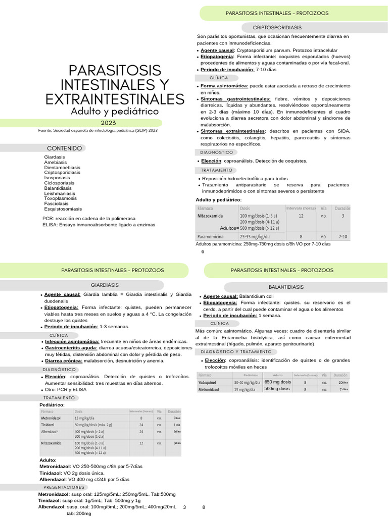Parasitosis Intestinal 2023 - Guía de Bolsillo | PDF