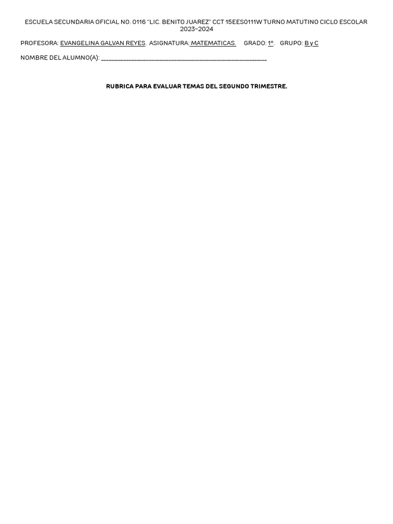 RUBRICA 2° TRIM MAT .Docx - 20231203 - 175949 - 0000 | PDF