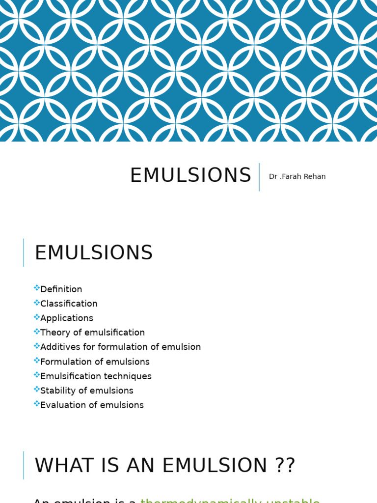 Emulsions | PDF