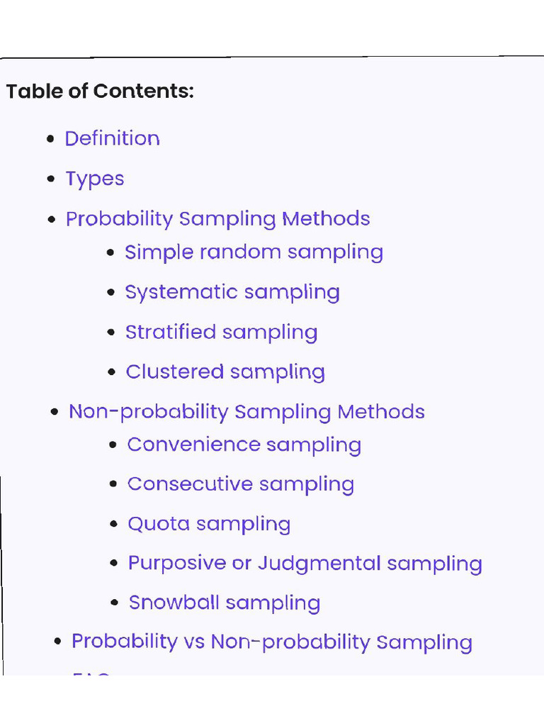 types of sampling methods(techniques) | PDF