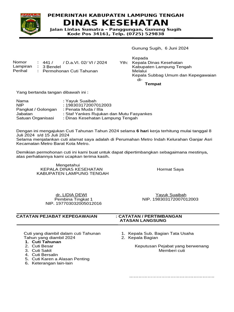 Blangko Cuti 2024 | PDF