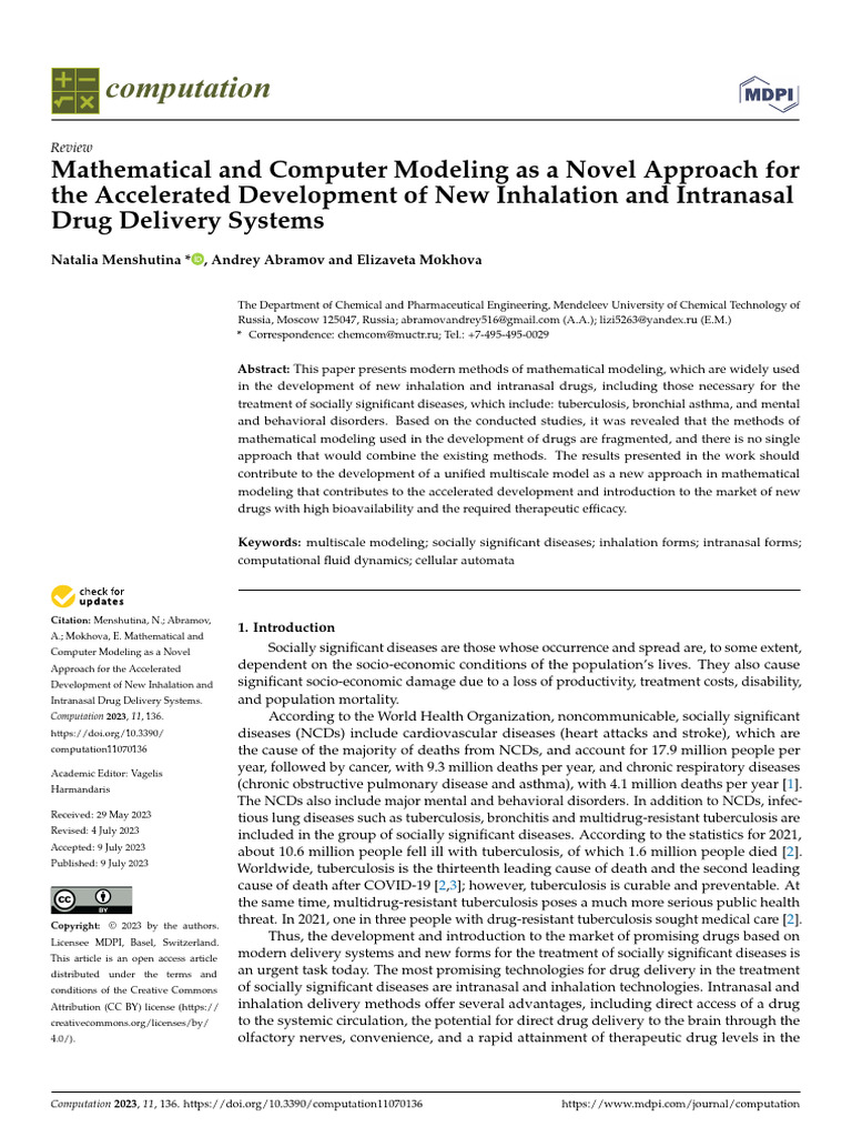 Mathematical and Computer Modeling As A Novel Appr | PDF