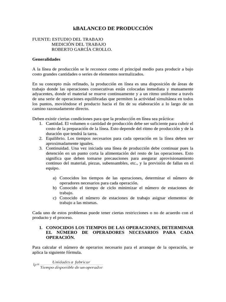 Balanceo de Líneas de Producción | PDF