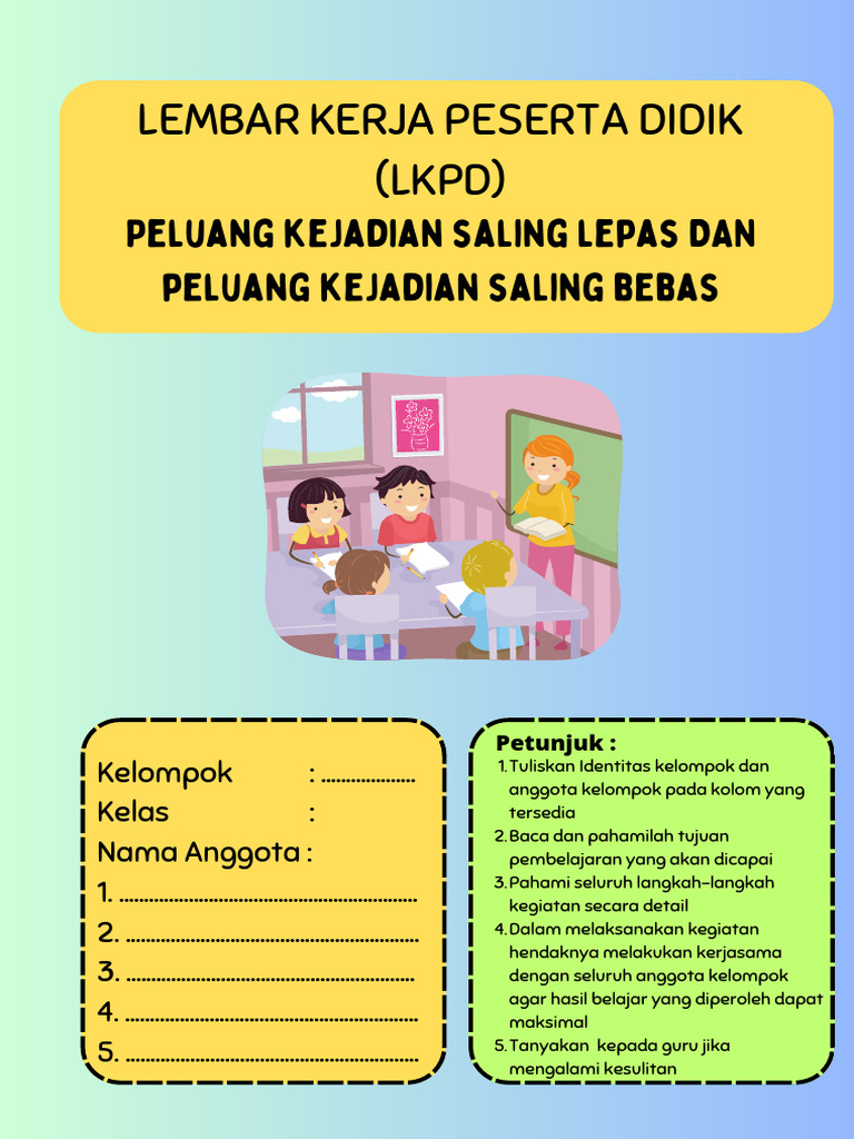LKPD PELUANG KEJADIAN SALING LEPAS Dan SALING BEBAS | PDF