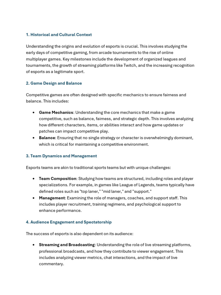 E-Sports and Competitive Gaming | PDF