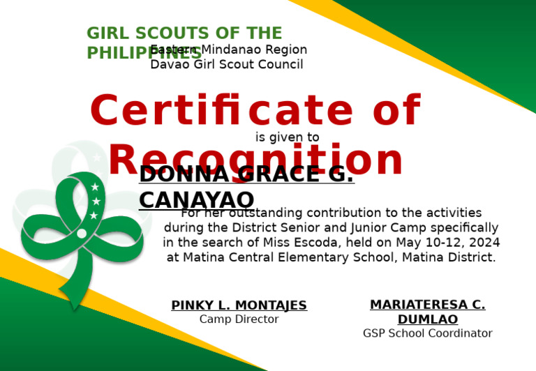 Sample GSP certificate | PDF