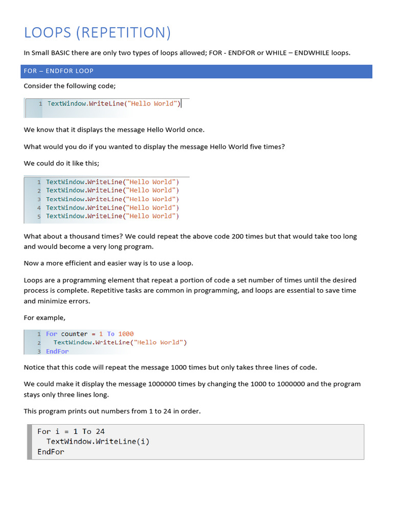 Programming 6 - Loops | PDF