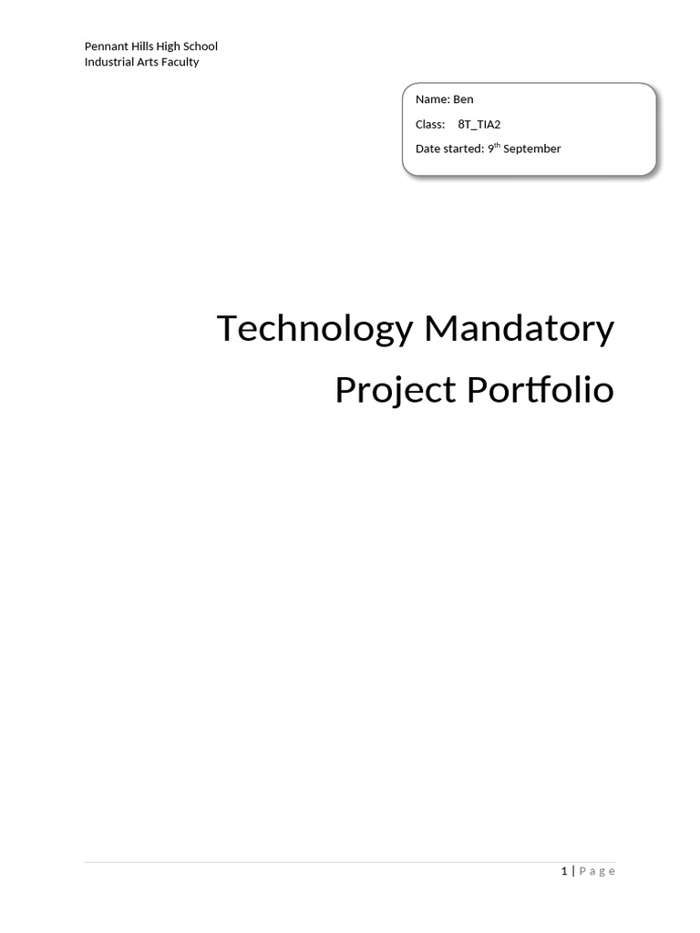 Technology Mandatory Project Folio-1 | PDF | Woodworking