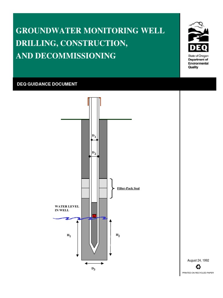 Groundwater Monitoring Well Guidelines | PDF | Casing (Borehole) | Oil Well