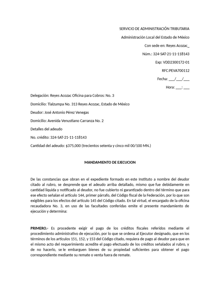 Mandamiento de Ejecucion... | PDF