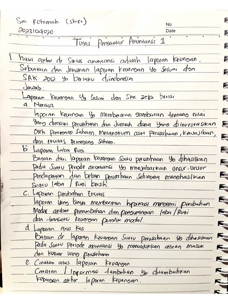 Siti Rohimah 2023104020 Shift - Tugas P AK1 | PDF