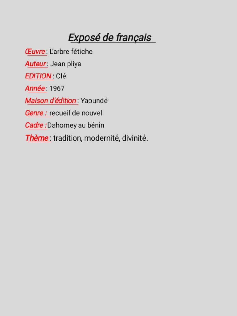 Exposé de Français | PDF