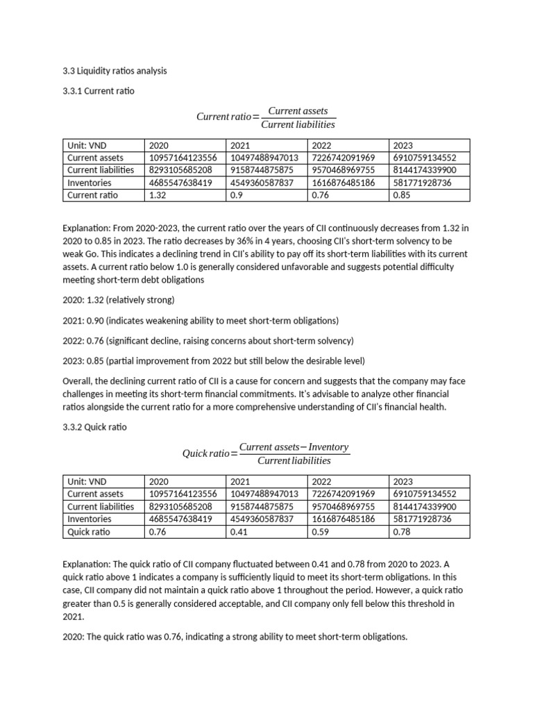 Current Ratio Current Assets Current Liabilities | PDF