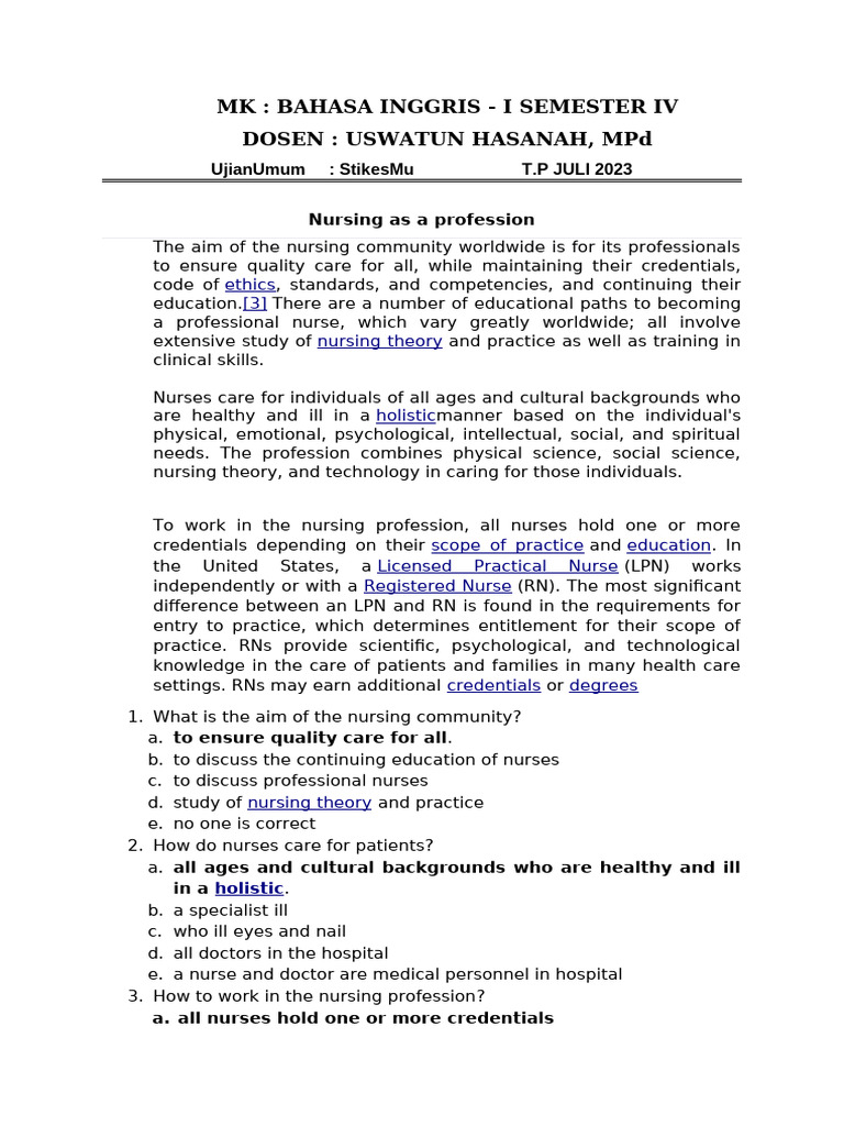 ENGLISH II FINAL SEM IV 2023 | PDF