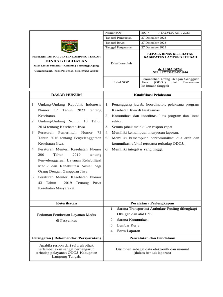 SOP ODGJ New | PDF