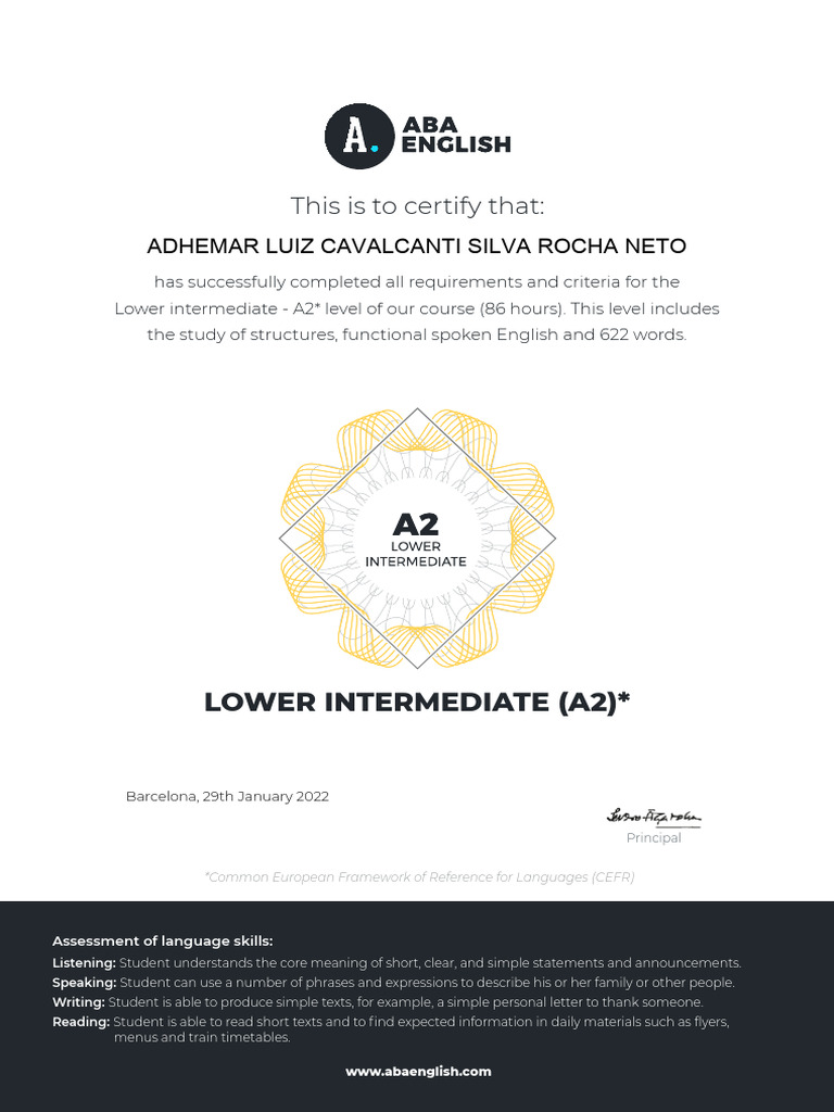 ABA English Certificate - Lower intermediate | PDF