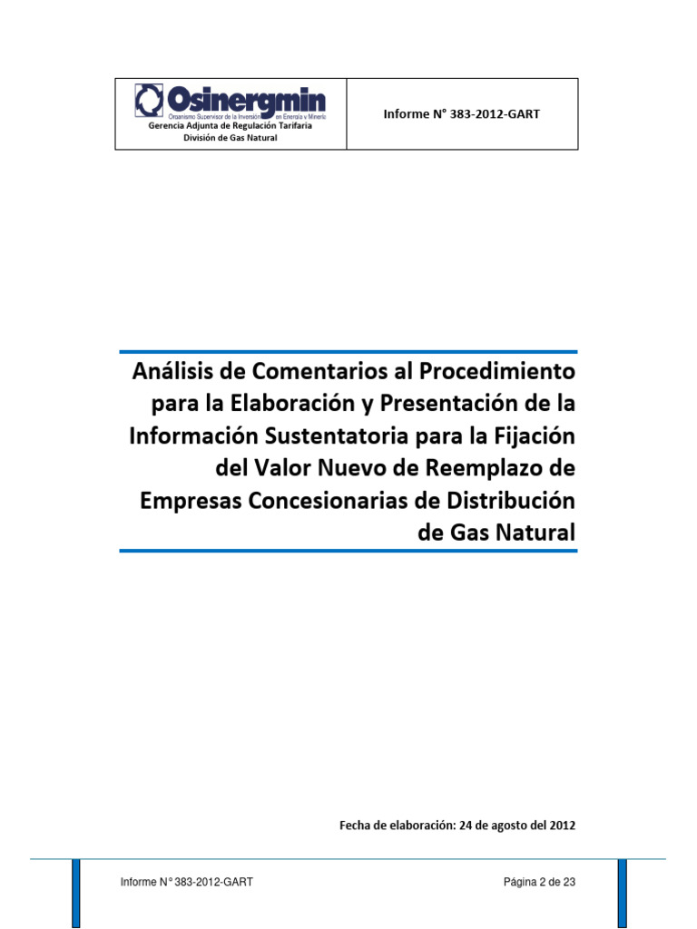 Osinergmin 0383 2012 GART IT PDF | PDF