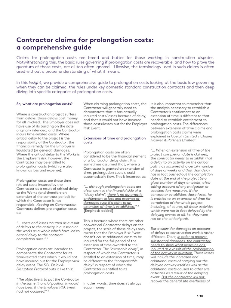 Prolong. Costs | PDF