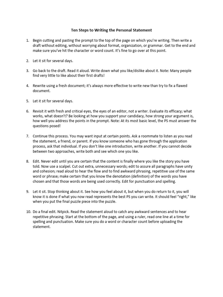 Personal Statement Writing Guide Pdf Career Growth Language